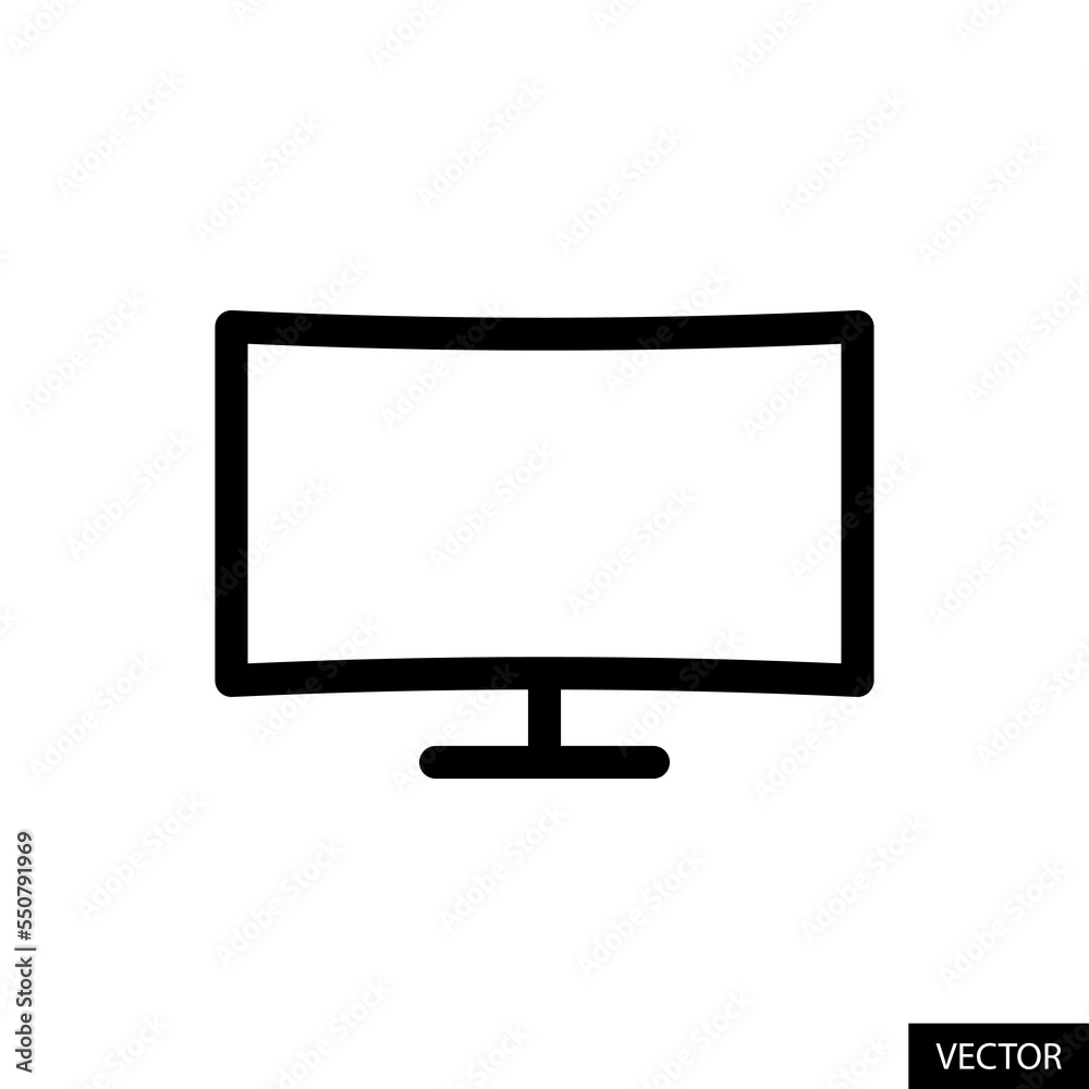 LCD, TV screen or Monitor display vector icon in line style design for ...