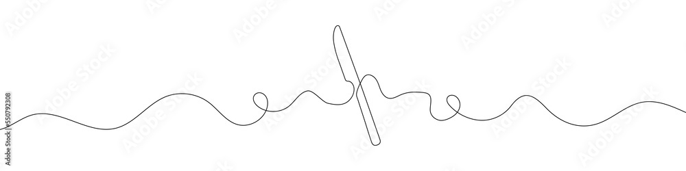 Knife shape in continuous line drawing style. Line art of knife ...