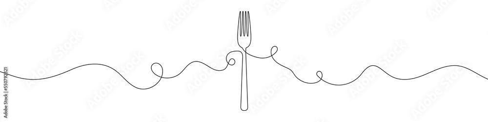 Fork shape in continuous line drawing style. Line art of fork ...