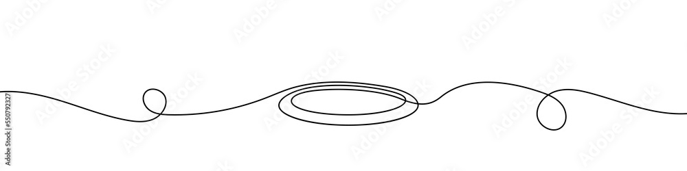 Round frame in continuous line drawing style. Line art of round frame ...