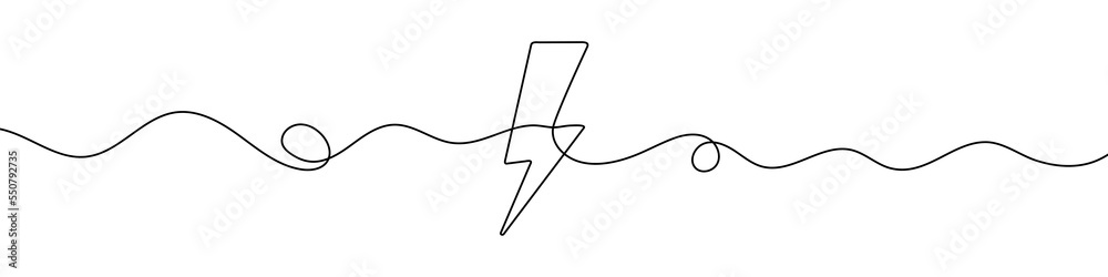Lightning symbol in continuous line drawing style. Line art of ...