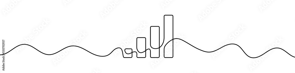 Growing graph in continuous line drawing style. Line art business chart ...