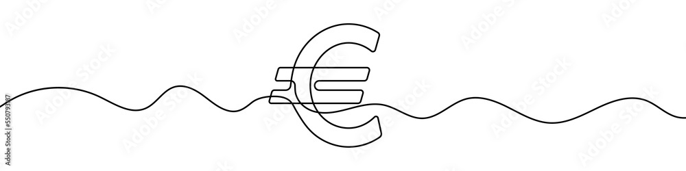 Euro currency symbol in continuous line drawing style. Line art of euro ...