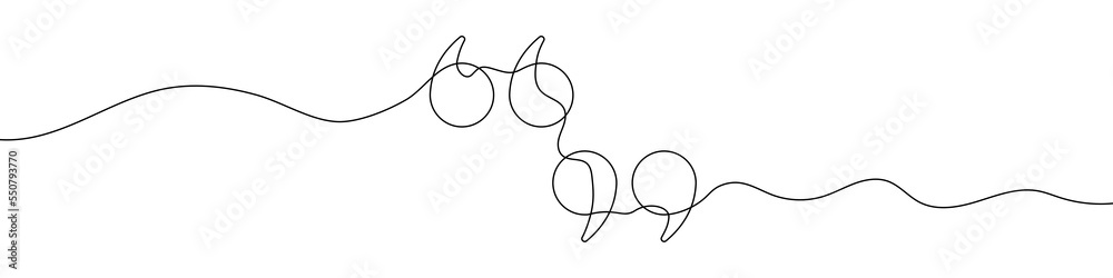 Quotation mark in continuous line drawing style. Line art of of a quote ...