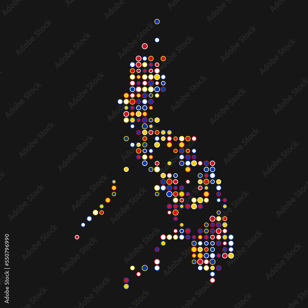 Philippines Silhouette Pixelated pattern map illustration Stock Vector ...