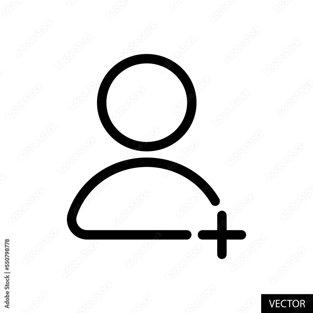 Add friend or Add user account vector icon in line style design for website design, app, UI ...