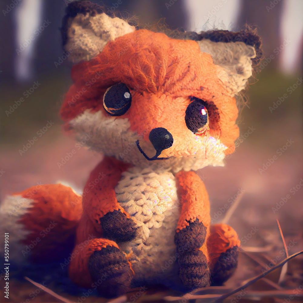 Cute handmade crotcheted fox plush toy Stock Illustration | Adobe Stock