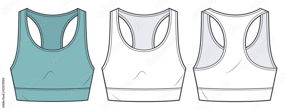 Cropped Tank Top technical fashion illustration. Women's Tank Top ...