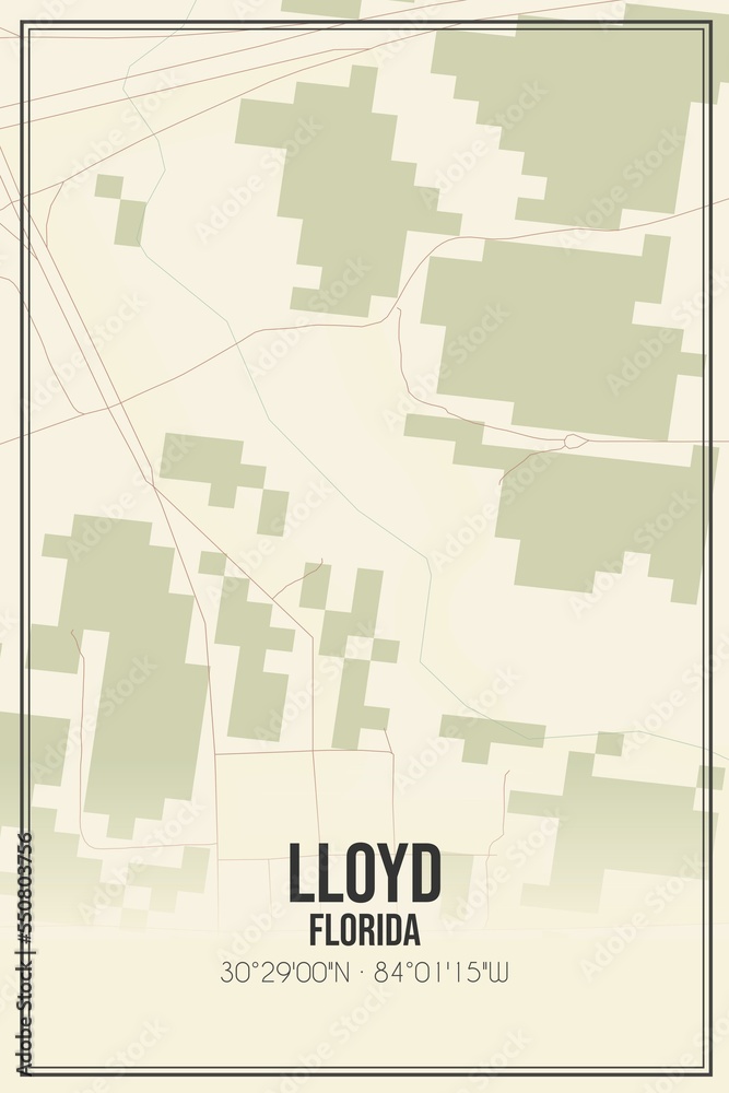 Poster Retro US city map of Lloyd, Florida. Vintage street map. – Wall ...