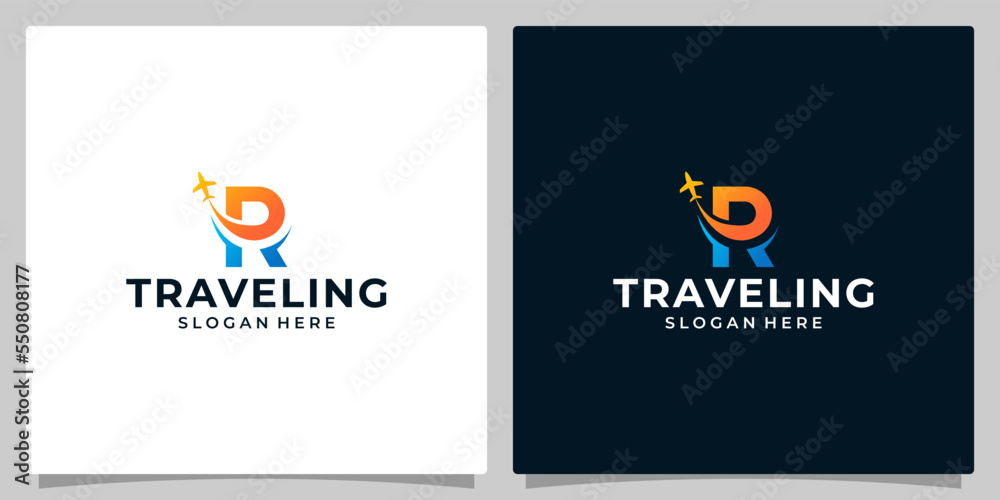 Initial letter R logo design template with Air travel graphic design ...