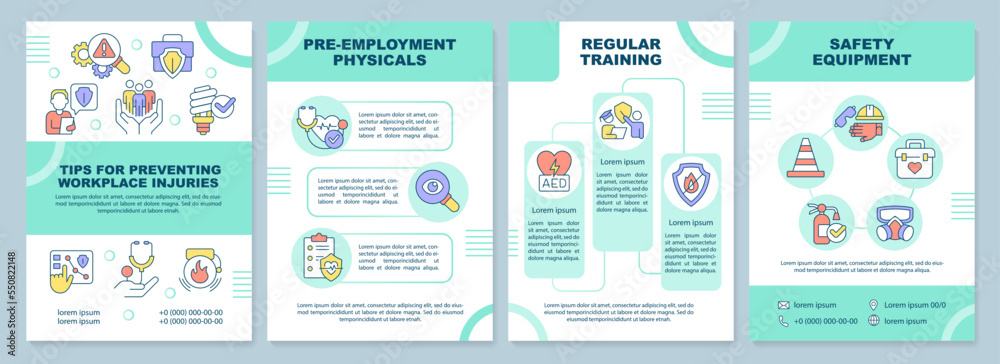 Poster Tips for preventing workplace injuries blue brochure template ...