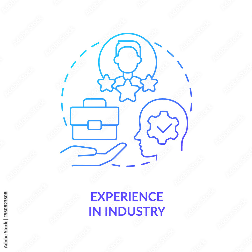 Experience in industry blue gradient concept icon. Professional ...