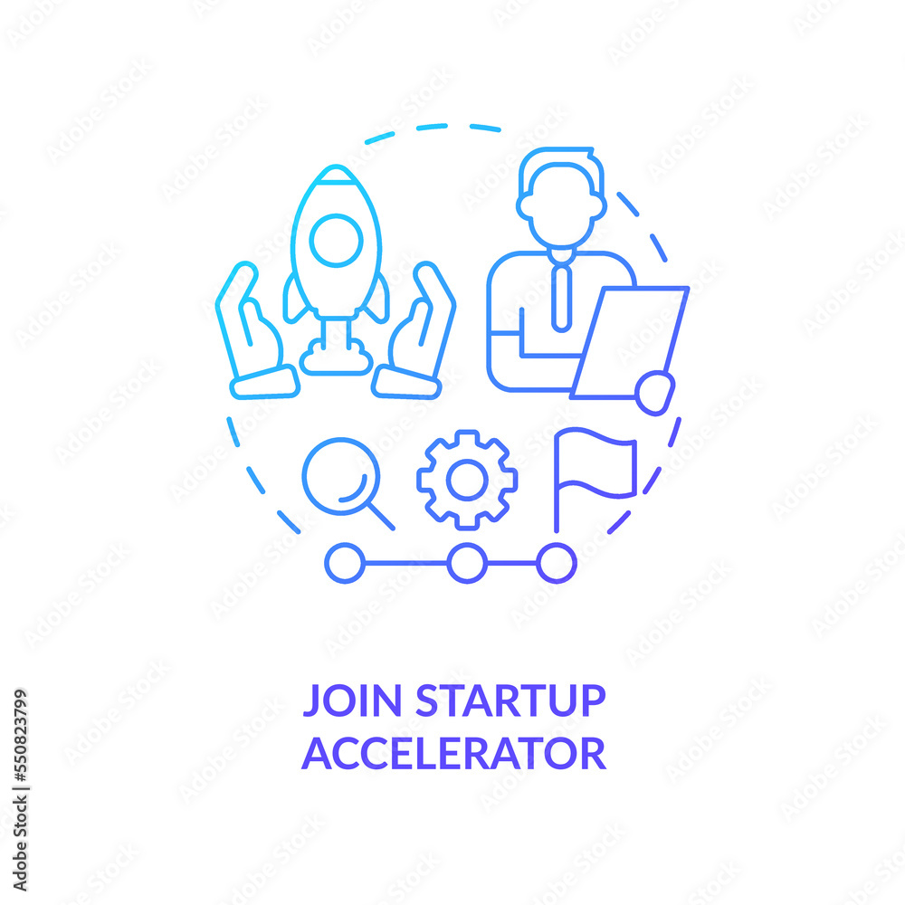 Join startup accelerator blue gradient concept icon. Entrepreneur ...