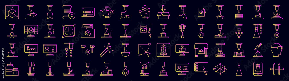 3D printing nolan icons collection vector illustration design Stock ...
