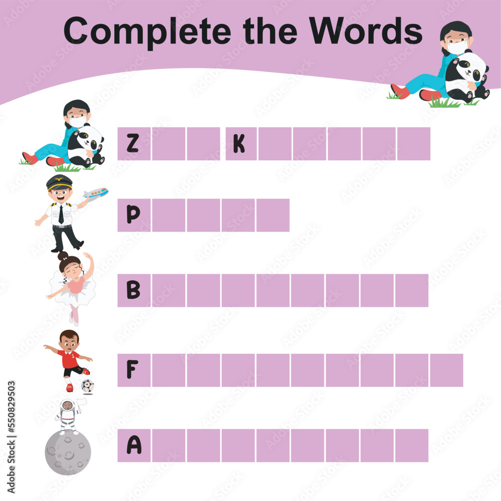 What letters are missing? Complete the missing words. Educational Word ...
