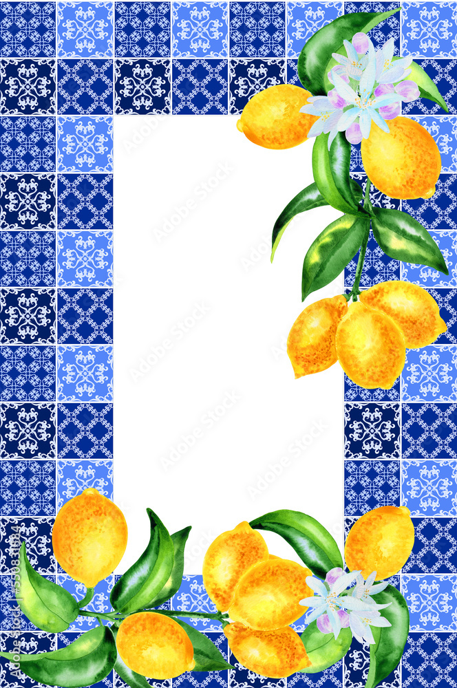 Mediterranean frame. Template for invitation and greeting cards ...