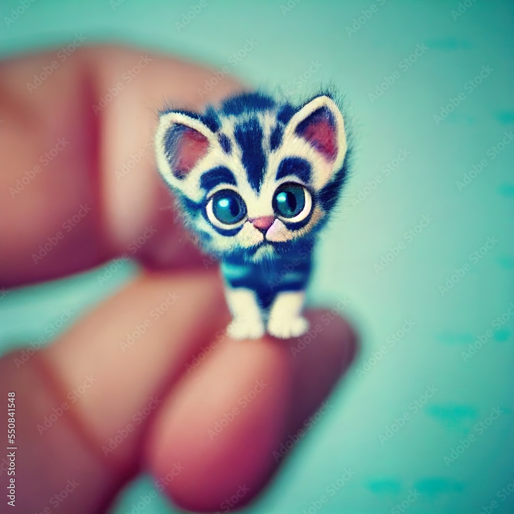 Tiny Cute Small Kitty Cat Fingertip Size - Digital Art, Concept Art ...