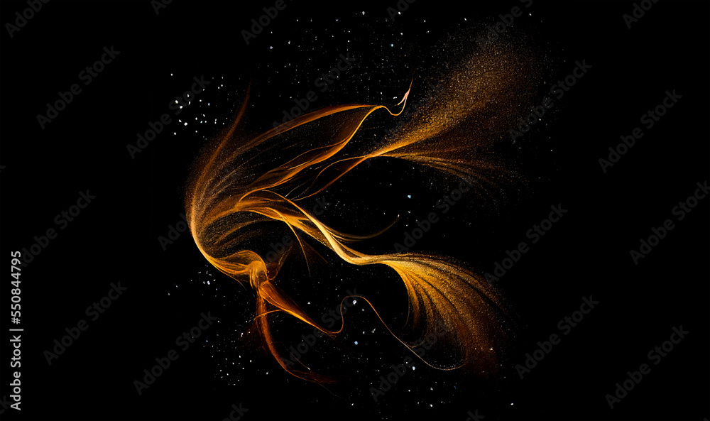 Abstract image of lighting waves. Generative AI illustration of yellow ...