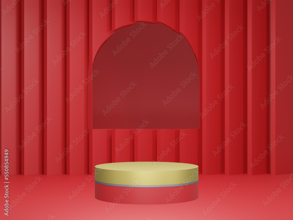 Abstract scene background. Rectangle podium on red background. Product ...