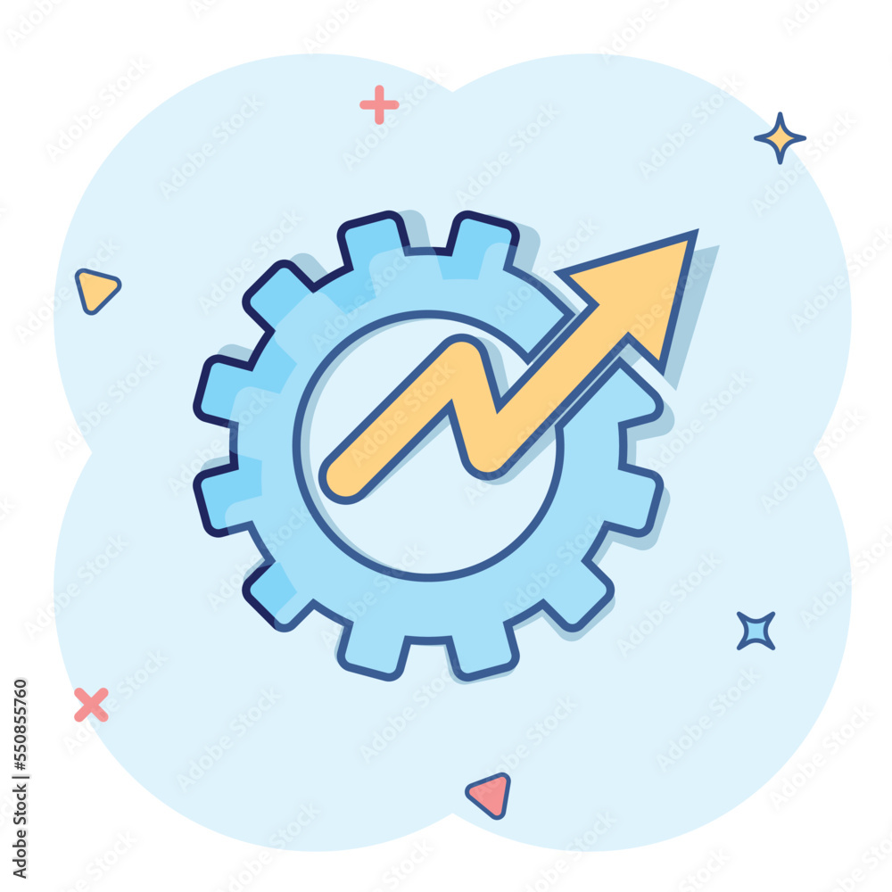 Productivity icon in comic style. Process strategy cartoon vector ...