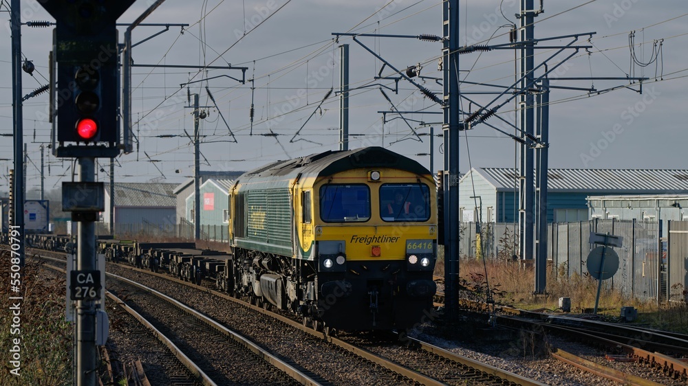 Class 66 Diesel Locomotive Pulling a Freight Train Stock Photo | Adobe ...