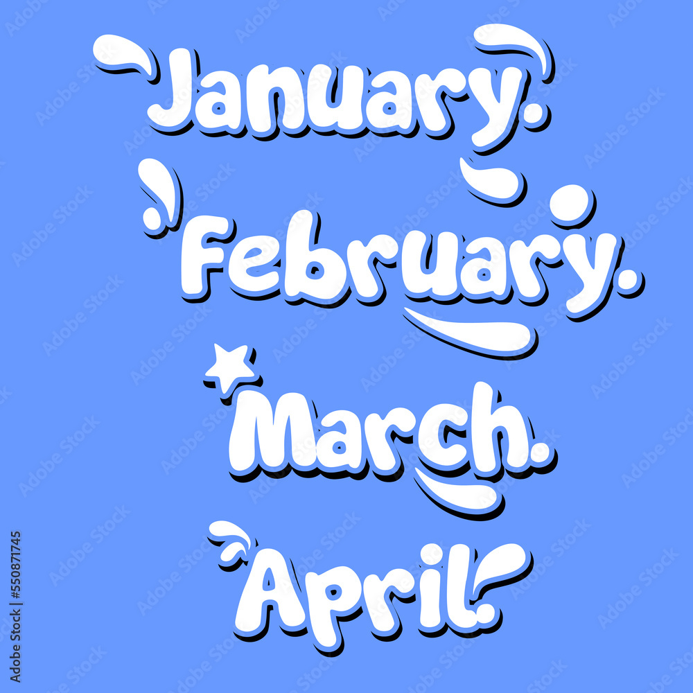 month names vector typography Stock Vector | Adobe Stock