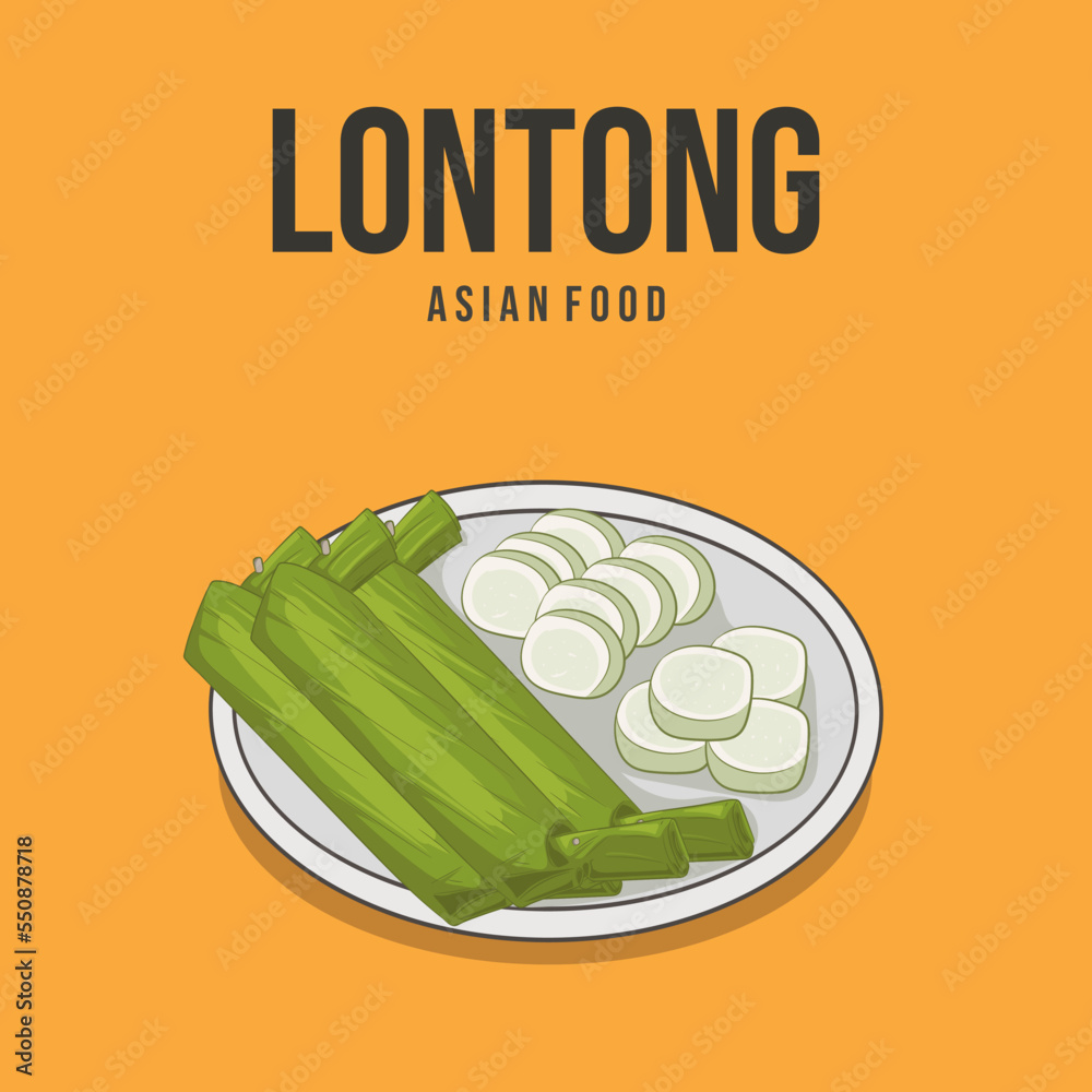 vector of lontong a long size Indonesian traditional cooked rice ...