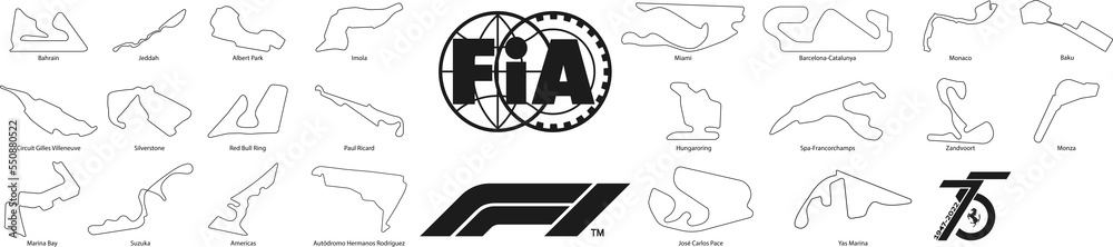 F1 Formula 1 logo. Celebrate 75th Anniversary in 2022. Anniversary logo ...
