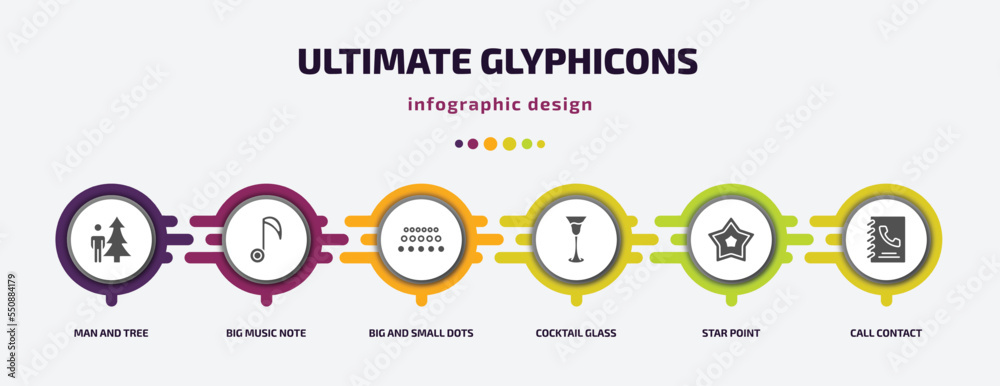 ultimate glyphicons infographic element with filled icons and 6 step or ...