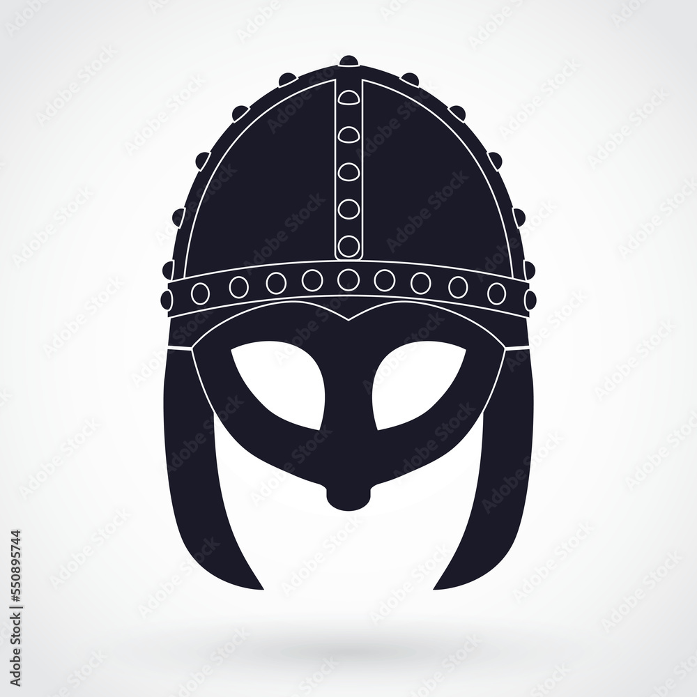 silhouette realistic viking helmet symbol Stock Vector | Adobe Stock