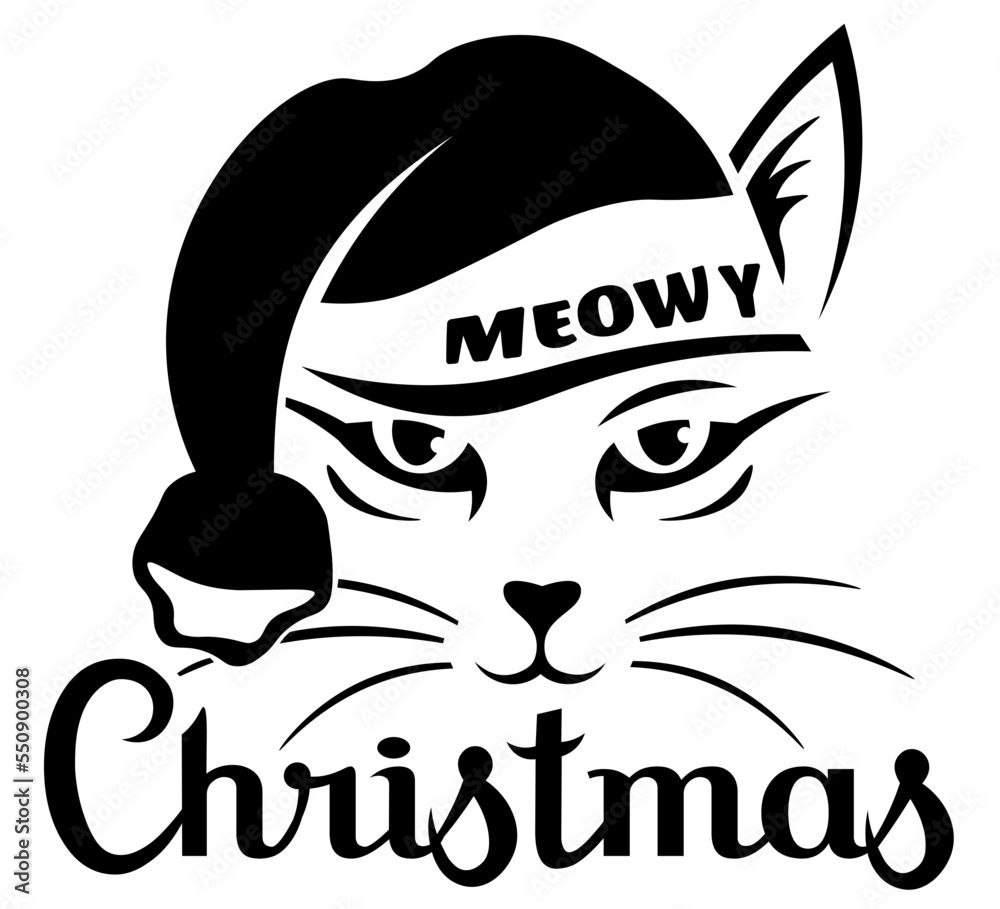 Christmas Cat Svg Meowy Christmas Svg Cat Svg Cat Silhouette