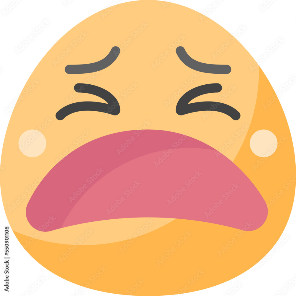 Tired Worried Smiley Emoticon Face flat icon Stock Vector | Adobe Stock