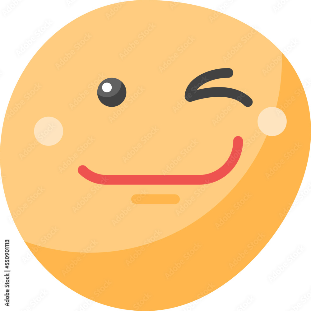 Winking Smile Smiley Emoticon Face flat icon Stock Vector | Adobe Stock