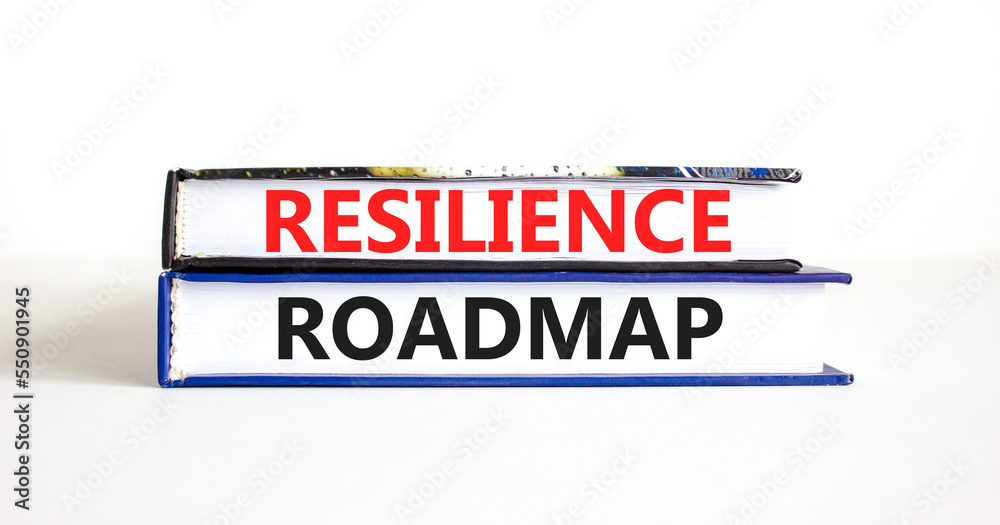 Resilience roadmap symbol. Concept word Resilience roadmap typed on books. Beautiful white table ...