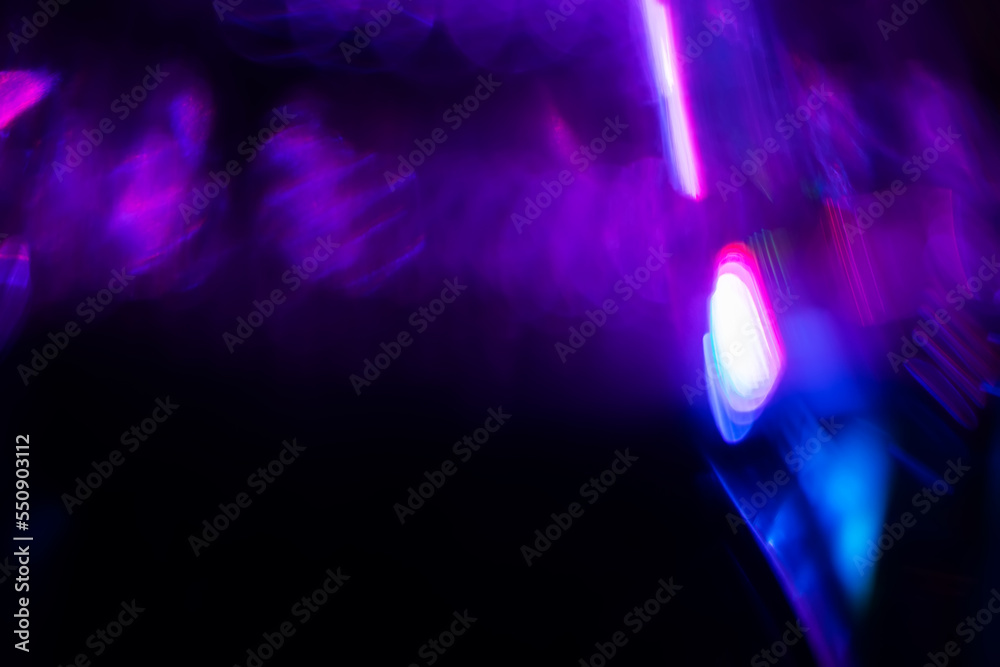Blur neon light. Lens flare overlay. Bokeh fluorescent flash gleam ...