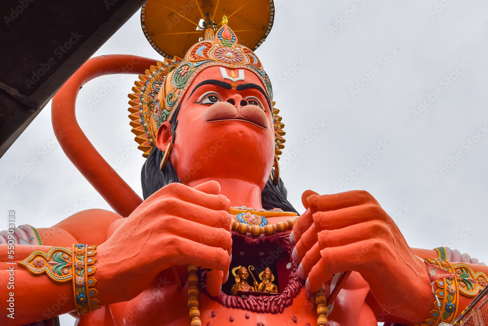 Big statue of Lord Hanuman near the delhi metro bridge situated near ...