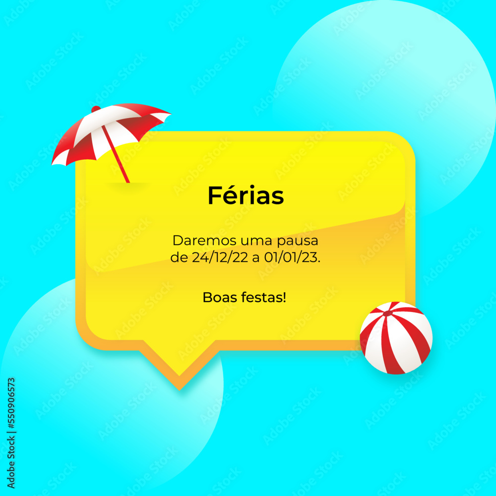 Vetor template temático de verão de férias de fim de ano com fundo azul ...