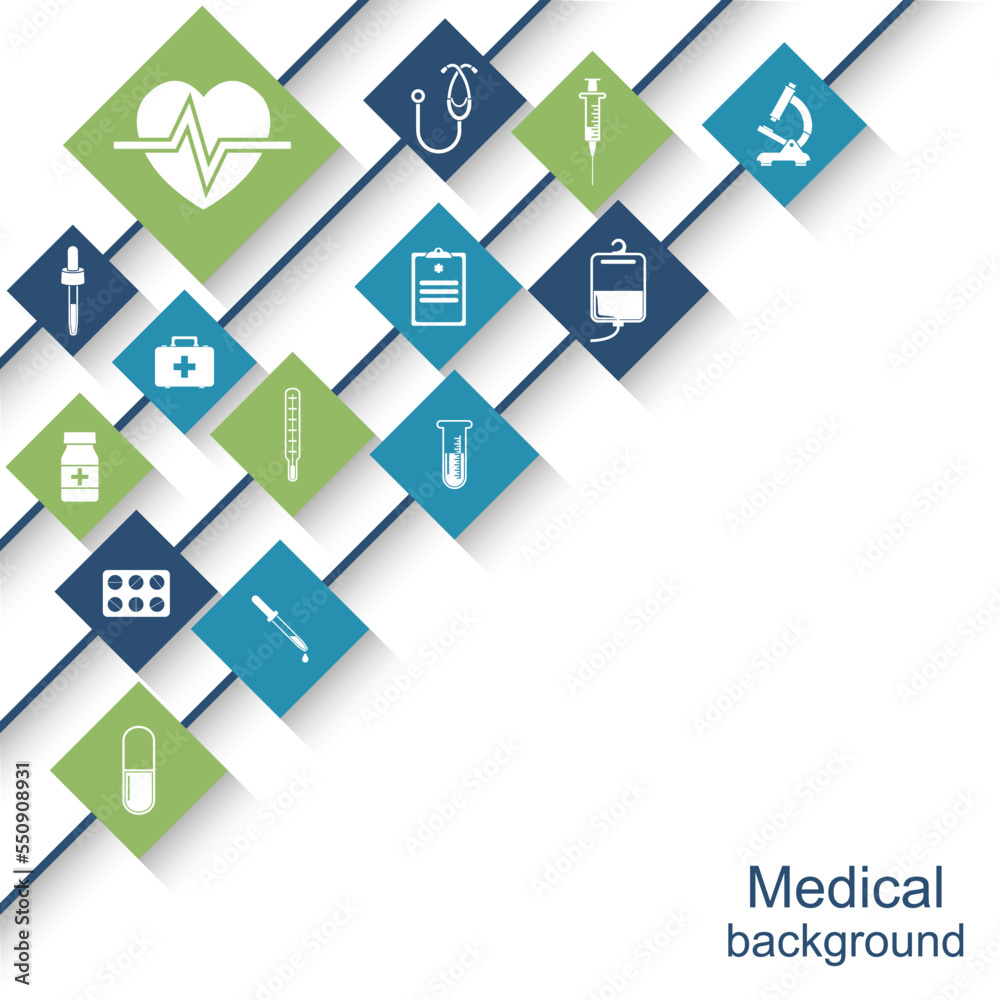 Medical and healthcare concept. Abstract medical background with icons ...