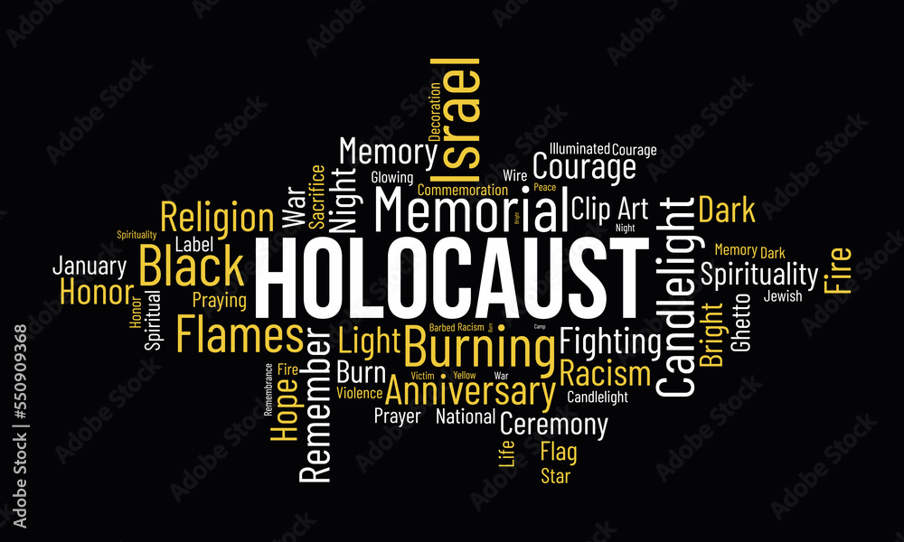 Holocaust word cloud background. Jewish awareness Vector illustration ...
