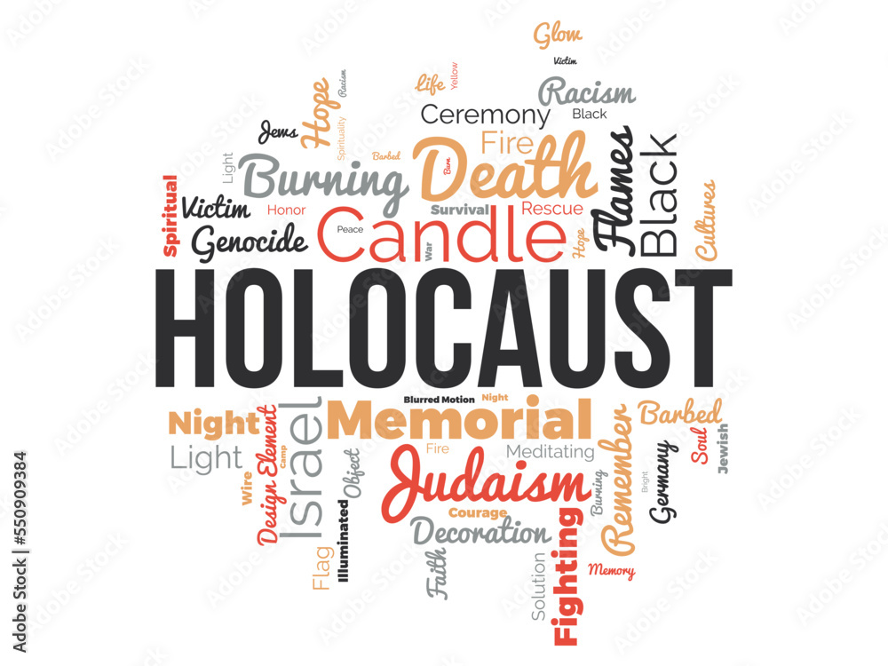 Holocaust word cloud background. Jewish awareness Vector illustration ...