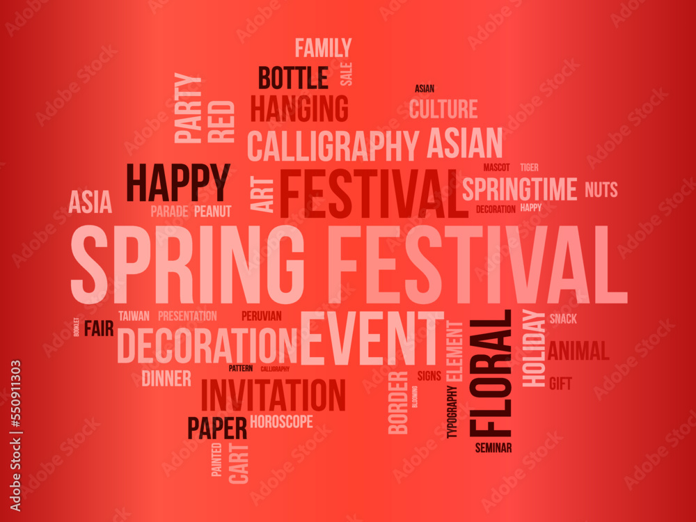 Spring Festival word cloud background. Cultural awareness Vector ...