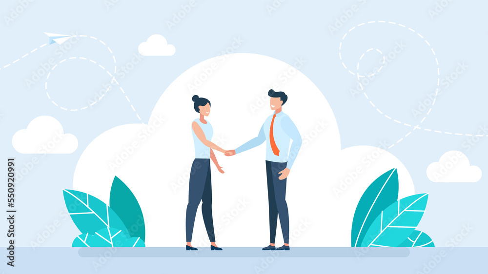 Handshake of business partners. Handshake man and woman. Meet business ...