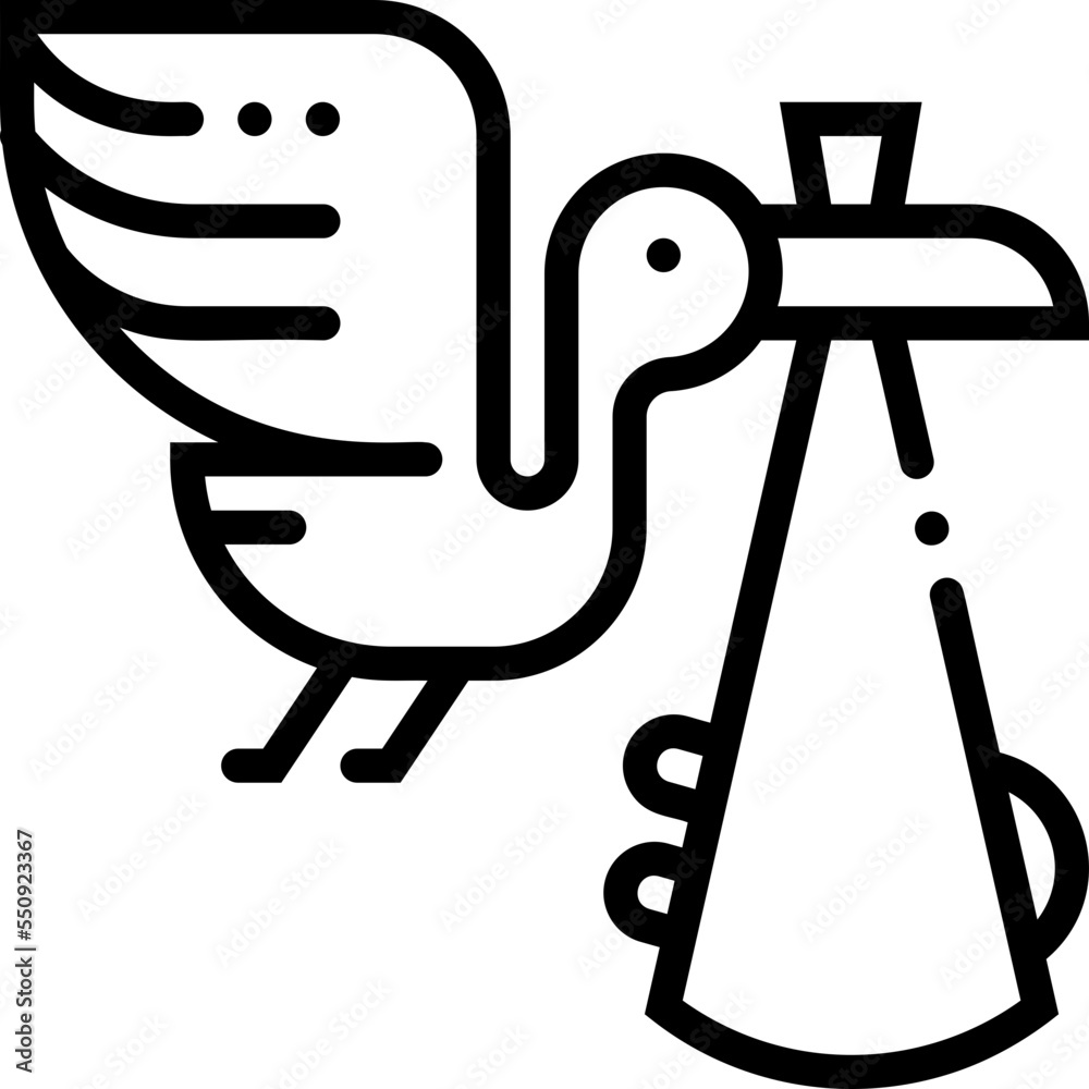 Baby Birth Stork Kid Child Children Smiley Emoticon Face Line icon ...