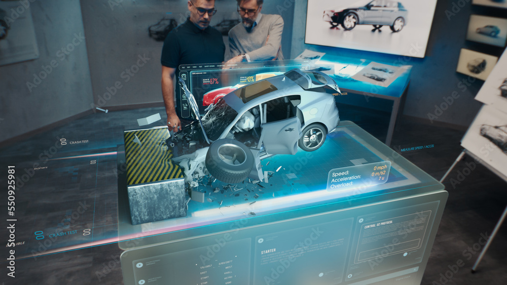 Foto de Two engineers Developers standing in design studio near ...