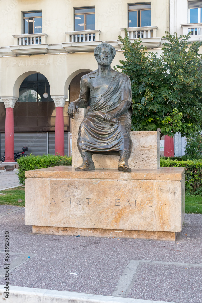 Thessaloniki, Greece - September 29, 2022: Bronze statue of Aristotle ...