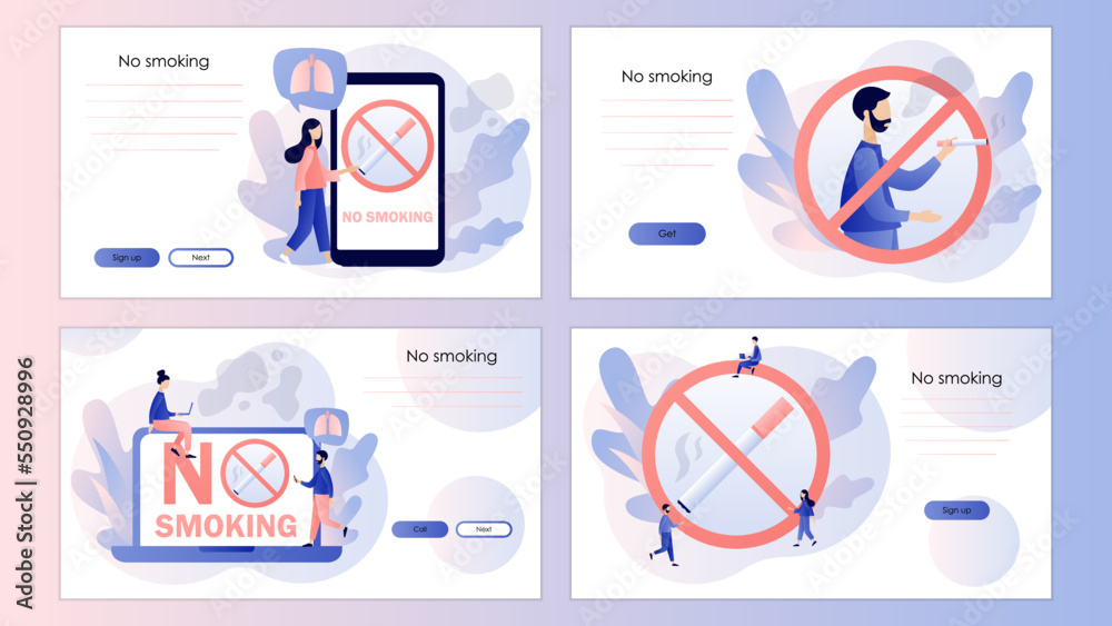 No smoking. Rejection of nicotine, stop smoke, healthy habits. Crossed ...