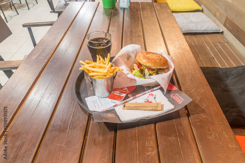 Thessaloniki, Greece - September 29, 2022: Goody's Burger House menu ...