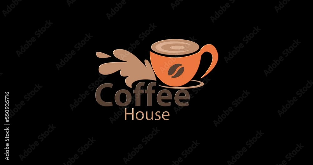 Cute Coffee Icon Logo Animation with Liquid Particles on Transparent ...