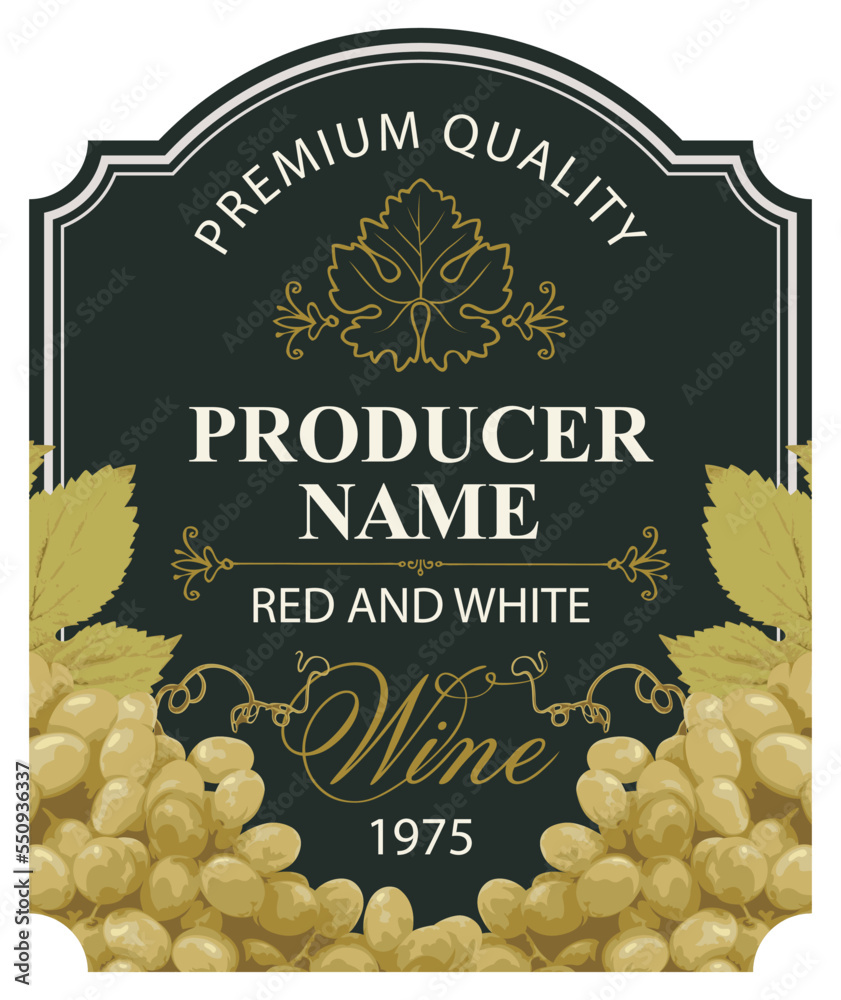 Vecteur Stock wine labels with realistic bunches of delicious green ...