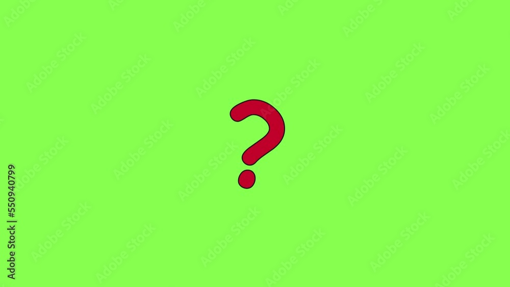 red question mark. Logo on green chroma key background video 4k looped ...